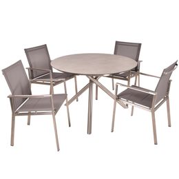Garden Pleasure Gartenm&ouml;belset 'Sienna' f&uuml;r 4 Personen Edelstahl