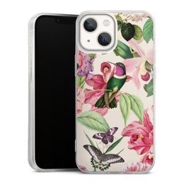 DeinDesign iPhone 13 Mini Handy Slim Case Silikon Handyh&uuml;lle transparent H&uuml;lle extra d&uuml;nn Rose Humming Bird Summer Silikon Slim Case