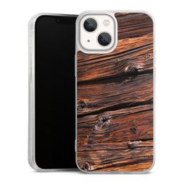 DeinDesign iPhone 13 Mini Handy Slim Case Silikon Handyh&uuml;lle transparent H&uuml;lle extra d&uuml;nn Beams Wood Wooden Look Silikon Slim Case