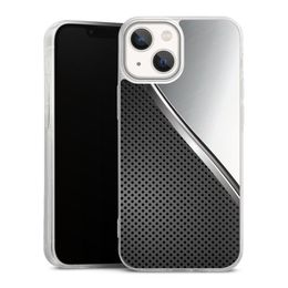 DeinDesign iPhone 13 Mini Handy Slim Case Silikon Handyh&uuml;lle transparent H&uuml;lle extra d&uuml;nn Steel Metall Carbon Silikon Slim Case