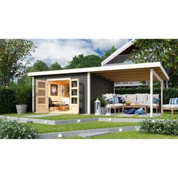 Karibu Gartenhaus-Set 'Fortheim 5' Fichtenholz terragrau 229,5 x 665 x 369 cm
