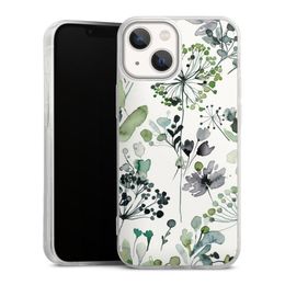 DeinDesign iPhone 13 Mini Handy Slim Case Silikon Handyh&uuml;lle transparent H&uuml;lle extra d&uuml;nn Flowers Water Colour Eukalyptus Silikon Slim Case