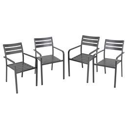 Garden Pleasure Gartenstuhlset 'Treviso' stapelbar Aluminium anthrazit 4 St&uuml;ck