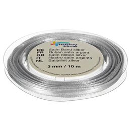 Glorex Satinband "hobby time" Polyester silbern 1000 x 0,3 cm