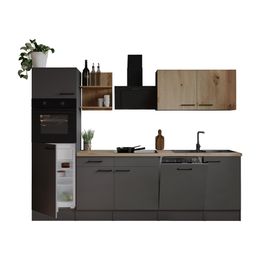 respekta K&uuml;chenzeile 'Oliver' mit E-Ger&auml;ten eichefarben/grau 280 cm
