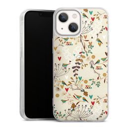 DeinDesign iPhone 13 Mini Handy Slim Case Silikon Handyh&uuml;lle transparent H&uuml;lle extra d&uuml;nn Flowers Bird Retro Silikon Slim Case