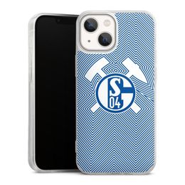 DeinDesign iPhone 13 Mini Handy Slim Case Silikon Handyh&uuml;lle transparent H&uuml;lle extra d&uuml;nn Bundesliga Stripes Fc Schalke 04 Silikon Slim Case