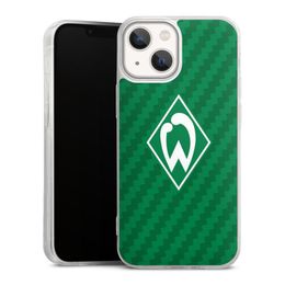 DeinDesign iPhone 13 Mini Handy Slim Case Silikon Handyh&uuml;lle transparent H&uuml;lle extra d&uuml;nn Carbon Official Licensed Product Sv Werder Bremen Silikon Slim Case