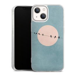 DeinDesign iPhone 13 Mini Handy Slim Case Silikon Handyh&uuml;lle transparent H&uuml;lle extra d&uuml;nn Bird Turquoise Moon Silikon Slim Case