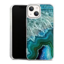 DeinDesign iPhone 13 Mini Handy Slim Case Silikon Handyh&uuml;lle transparent H&uuml;lle extra d&uuml;nn Stone Blue Marble Silikon Slim Case
