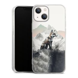 DeinDesign iPhone 13 Mini Handy Slim Case Silikon Handyh&uuml;lle transparent H&uuml;lle extra d&uuml;nn Nature Mountain Fox Silikon Slim Case