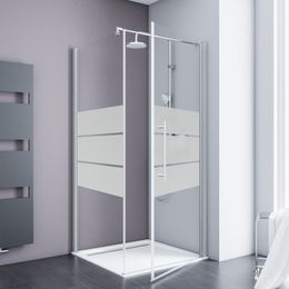 Schulte Eckdusche mit Dreht&uuml;r 'Alexa Style 2.0' teilgerahmt, gestreift, aluminiumfarben, 80 x 80 x 192 cm