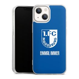 DeinDesign iPhone 13 Mini Handy Slim Case Silikon Handyh&uuml;lle transparent H&uuml;lle extra d&uuml;nn Coat Of Arms Official Licensed Product 1. Fc Magdeburg Silikon Slim 