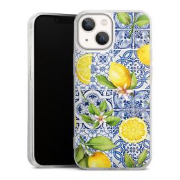 DeinDesign iPhone 13 Mini Handy Slim Case Silikon Handyh&uuml;lle transparent H&uuml;lle extra d&uuml;nn Muster Greece Lemon Silikon Slim Case