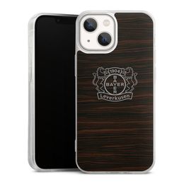 DeinDesign iPhone 13 Mini Handy Slim Case Silikon Handyh&uuml;lle transparent H&uuml;lle extra d&uuml;nn Bayer 04 Leverkusen Wooden Look Official Licensed Product Silikon Slim 