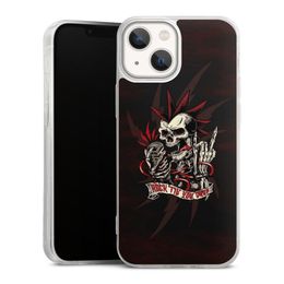 DeinDesign iPhone 13 Mini Handy Slim Case Silikon Handyh&uuml;lle transparent H&uuml;lle extra d&uuml;nn Totenkopf Music Rock Silikon Slim Case