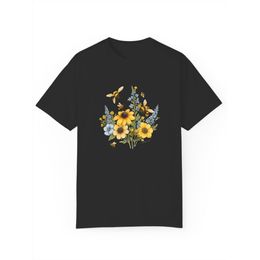 Gorhey Oversizeshirt 'Women Short Sleeve T-Shirt with Flowers Print Tees' Damen Gr&ouml;&szlig;e L schwarz