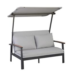 Loungesofa 'Tiara' 2-Sitzer Aluminium grau/schwarz 138 x 147 x 97 cm