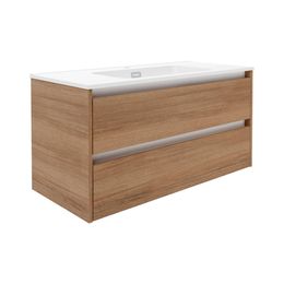Fackelmann Waschtischunterschrank 'Vita' Eichefarben Braun/wei&szlig; 100 x 50 x 46 cm