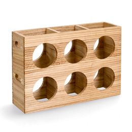 zeller Weinregal 'Stripes' f&uuml;r 6 Flaschen aus Gummibaum naturfarben 38 x 27 x 10,5 cm