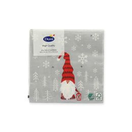 Duni Servietten 'Tomte Med Luva' grau/wei&szlig;/rot 24 x 24 cm 20 St&uuml;ck