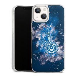 DeinDesign iPhone 13 Mini Handy Slim Case Silikon Handyh&uuml;lle transparent H&uuml;lle extra d&uuml;nn Msv Duisburg Official Licensed Product Water Colour Silikon Slim Case