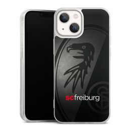 DeinDesign iPhone 13 Mini Handy Slim Case Silikon Handyh&uuml;lle transparent H&uuml;lle extra d&uuml;nn Official Licensed Product Sc Freiburg Metallic Look Silikon Slim Case