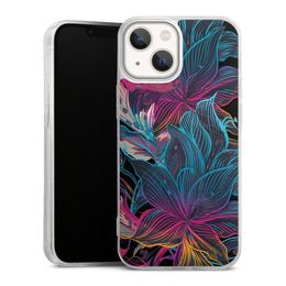 DeinDesign iPhone 13 Mini Handy Slim Case Silikon Handyh&uuml;lle transparent H&uuml;lle extra d&uuml;nn Colourful Flowers Neon Silikon Slim Case