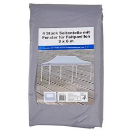 Seitenteile mit Fenster f&uuml;r Faltpavillon silbern 300 x 600 cm 4 St&uuml;ck