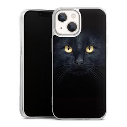 DeinDesign iPhone 13 Mini Handy Slim Case Silikon Handyh&uuml;lle transparent H&uuml;lle extra d&uuml;nn Eye Cat Black Silikon Slim Case