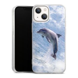 DeinDesign iPhone 13 Mini Handy Slim Case Silikon Handyh&uuml;lle transparent H&uuml;lle extra d&uuml;nn Wale Ocean Dolphin Silikon Slim Case