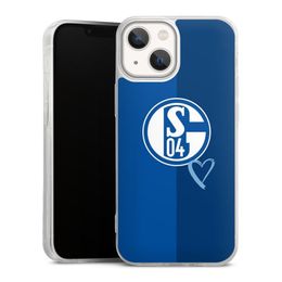 DeinDesign iPhone 13 Mini Handy Slim Case Silikon Handyh&uuml;lle transparent H&uuml;lle extra d&uuml;nn Heart Schalke 04 Fc Schalke 04 Silikon Slim Case