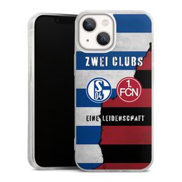 DeinDesign iPhone 13 Mini Handy Slim Case Silikon Handyh&uuml;lle transparent H&uuml;lle extra d&uuml;nn Friendship 1. Fc N&uuml;rnberg Fc Schalke 04 Silikon Slim Case