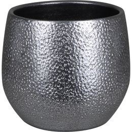 &Uuml;bertopf 'Hammerschlag' Keramik silber &Oslash; 19 x 16 cm