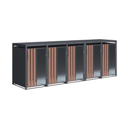 WESTMANN M&uuml;lltonnenbox 'Status 5' anthrazit/Holzoptik 330 x 80 x 116 cm