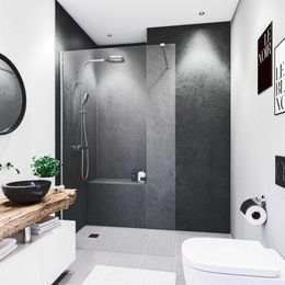 Breuer Duschr&uuml;ckwand hochglanz Steinoptik anthrazit 150 x 255 cm