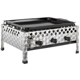 Tepro Wurstbr&auml;ter mit Grillpfanne 3-Brenner Gasgrill silbern 66,2 x 30 x 56 cm