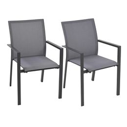 Garden Pleasure Gartenstuhl 'Rana' stapelbar Aluminium dunkelgrau, grau 63 x 89 x 56 cm