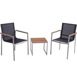 Garden Pleasure Gartenm&ouml;belset 'Denver' f&uuml;r 2 Personen Edelstahl