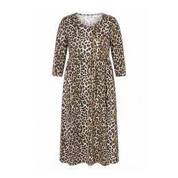 Ulla Popken Kleid Damen Gr&ouml;&szlig;e 62/64 beige / schwarz / wei&szlig; Sommerkleid