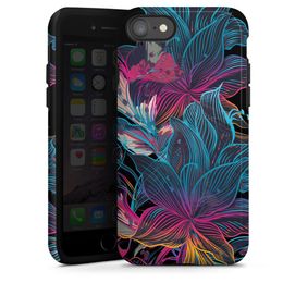 DeinDesign iPhone 8 Handy Panzer Handyh&uuml;lle robuste Outdoor H&uuml;lle Schutzh&uuml;lle gl&auml;nzend Colourful Flowers Neon Tough Case