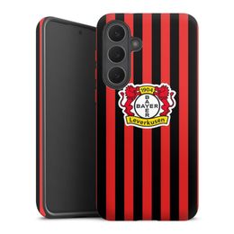 DeinDesign Galaxy S25 FE Handy Panzer Handyh&uuml;lle robuste Outdoor H&uuml;lle Schutzh&uuml;lle matt Official Licensed Product Stripes Bayer 04 Leverkusen Tough Case