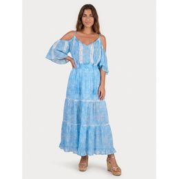 Miss June Kleid 'Robe Longue Karena' Damen Gr&ouml;&szlig;e 36/38 neonblau Sommerkleid