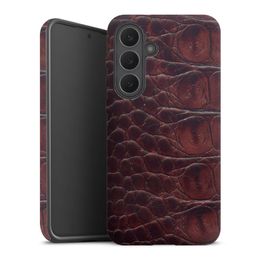 DeinDesign Galaxy S25 FE Handy Panzer Handyh&uuml;lle robuste Outdoor H&uuml;lle Schutzh&uuml;lle matt Leather Crocodile Animal Print Tough Case