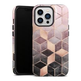 DeinDesign iPhone 13 Pro Handy Panzer Handyh&uuml;lle robuste Outdoor H&uuml;lle Schutzh&uuml;lle gl&auml;nzend Cube Elisabeth Fredriksson Gold & Copper Tough Case