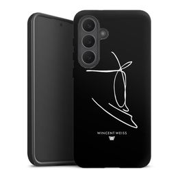 DeinDesign Galaxy S25 FE Handy Panzer Handyh&uuml;lle robuste Outdoor H&uuml;lle Schutzh&uuml;lle matt Wincent Weiss Music Signature Tough Case
