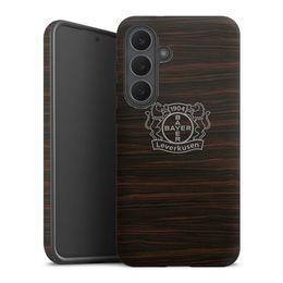 DeinDesign Galaxy S25 FE Handy Panzer Handyh&uuml;lle robuste Outdoor H&uuml;lle Schutzh&uuml;lle matt Bayer 04 Leverkusen Wooden Look Official Licensed Product Tough Case
