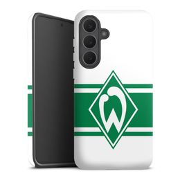 DeinDesign Galaxy S25 FE Handy Panzer Handyh&uuml;lle robuste Outdoor H&uuml;lle Schutzh&uuml;lle matt Sv Werder Bremen Official Licensed Product Logo Tough Case