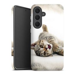 DeinDesign Galaxy S25 FE Handy Panzer Handyh&uuml;lle robuste Outdoor H&uuml;lle Schutzh&uuml;lle matt Cat Pet Animals Tough Case