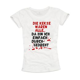 Makaya Shirt 'Die Kekse waren alle...' Damen Gr&ouml;&szlig;e S wei&szlig;